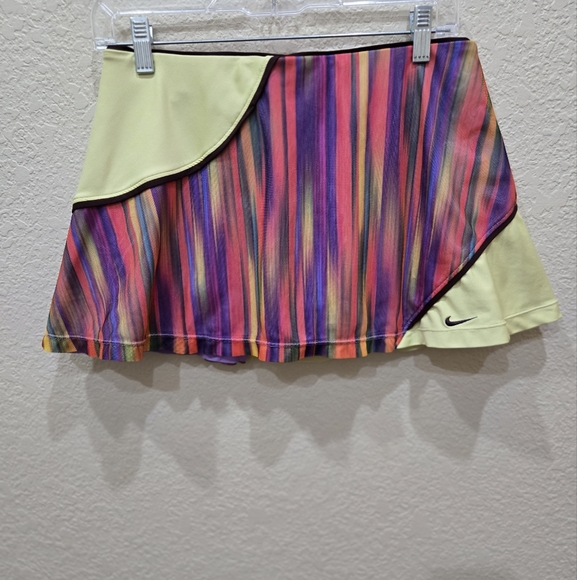 Nike | Shorts | Nike Dri Fit Skort Yellow And Multi Color Asymmetrical ...